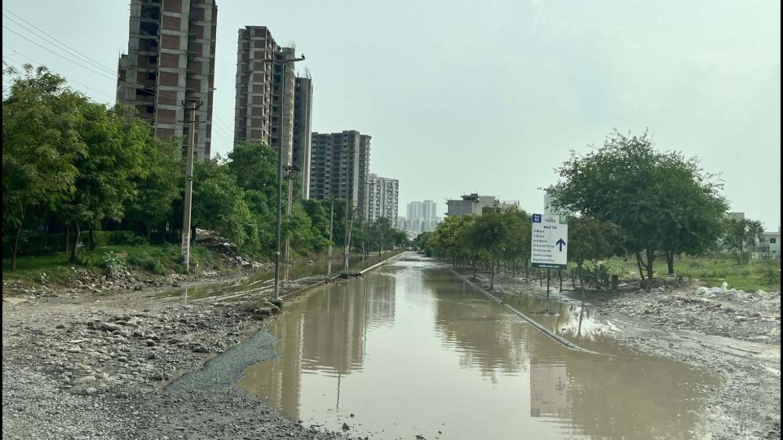 Four years of waterlogging problem in Gurugram Sector 82 road leading ...