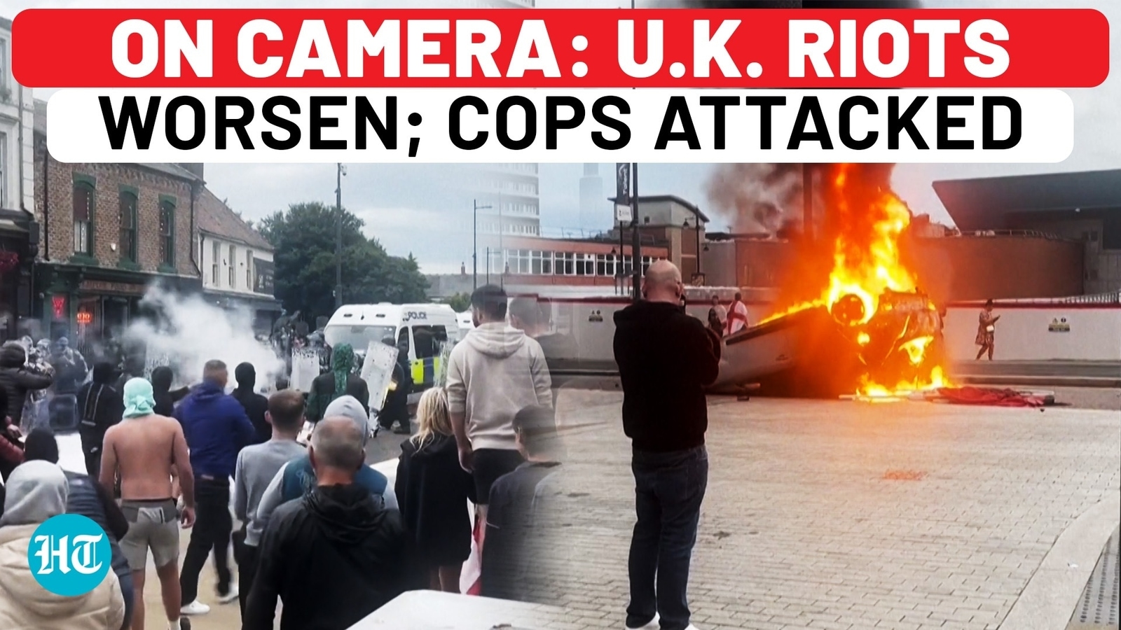 UK Riots Intensify: Building, Car Set On Fire; Beer Cans Thrown At ...