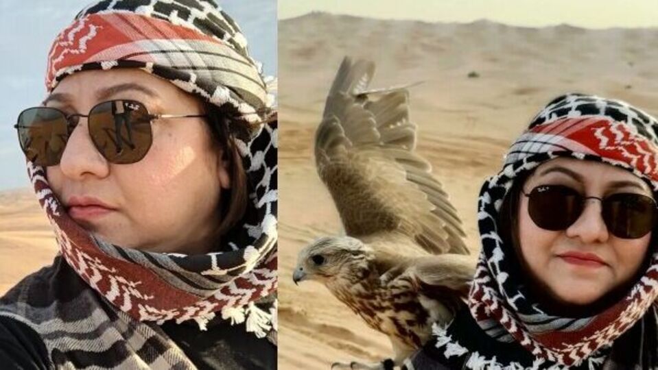 Malashree in Dubai: ದುಬೈನ ರಣಬಿಸಿಲಿನಲ್ಲಿ ರಣಹದ್ದಿನೊಂದಿಗೆ ಮಾಲಾಶ್ರೀ ...