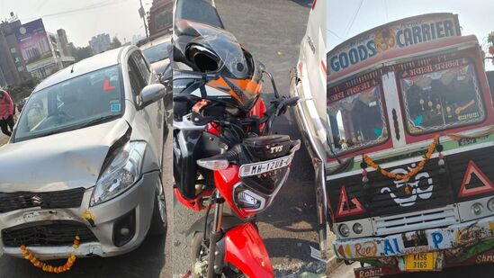 Pune Navle bridge accident: नवले पुलाजवळ पुन्हा अपघात; सिग्नलला उभ्या ...