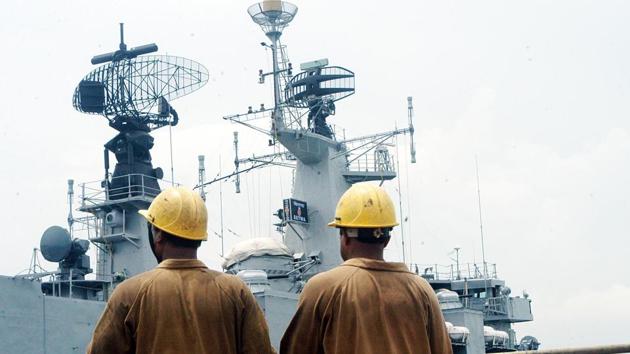 Warship INS Betwa that tipped over in Mumbai yard back on even keel ...