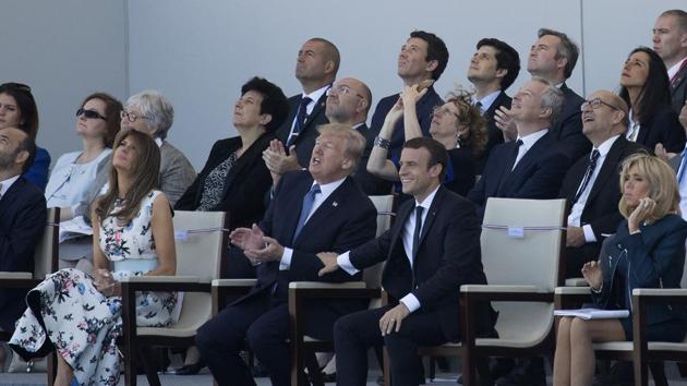 Marching band treats Trump to ‘Get Lucky’ at Bastille parade in France ...