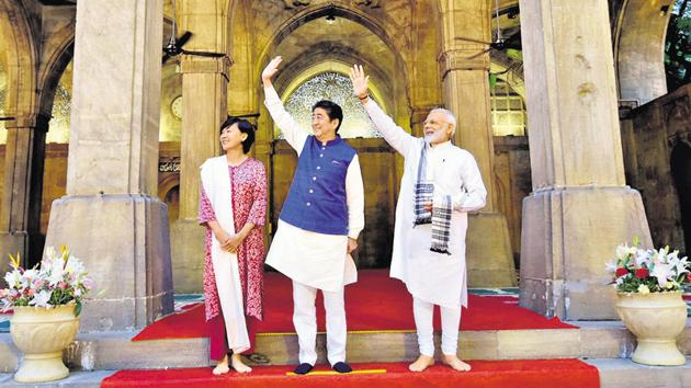 Photos: Shinzo Abe and Modi launch Bullet train project in Gujarat ...
