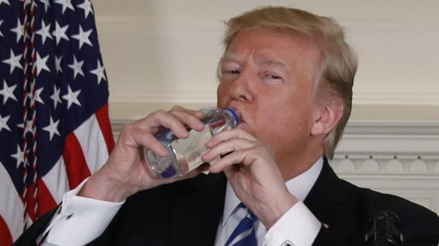 Twisted: Trump drinks from water bottle, gives rival chance for revenge ...
