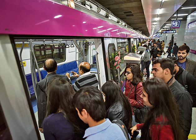 Delhi Metro Magenta line: On first train, passengers brimming with ...