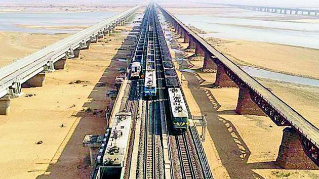 In a first, three trains can run on Sone river rail bridge at a time ...