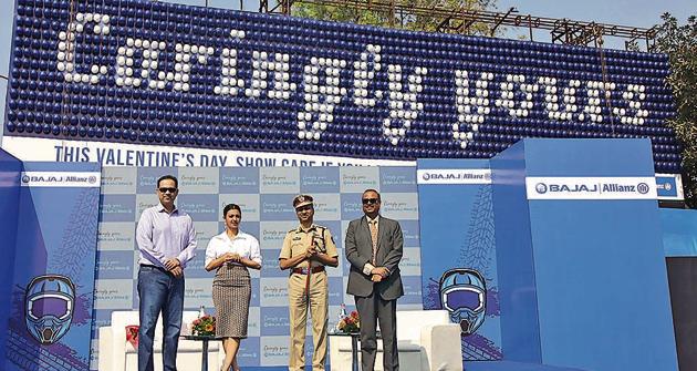 Hoarding highlighting helmet safety unveiled in Pune | Hindustan Times