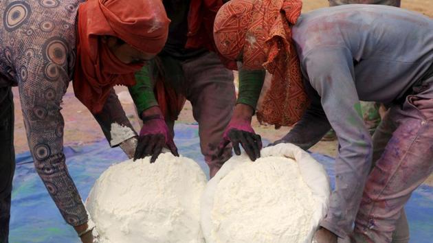 Photos: Making gulal, the colours of celebration in Gurugram ...