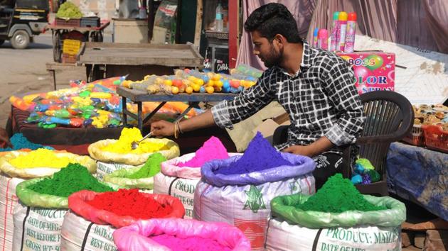 Photos: Making gulal, the colours of celebration in Gurugram ...