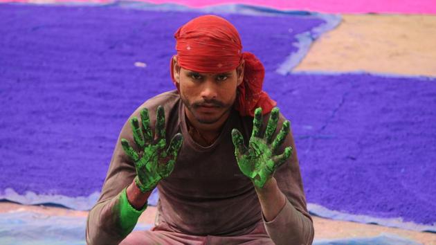 Photos: Making gulal, the colours of celebration in Gurugram ...