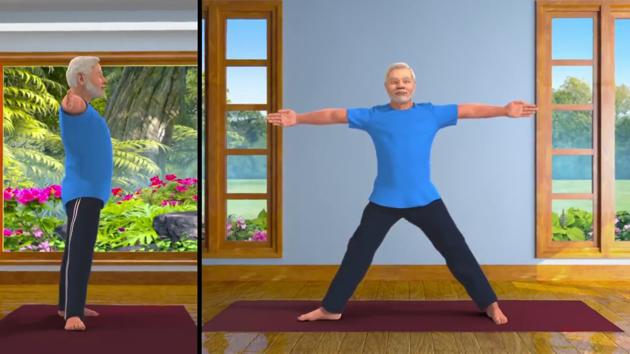 PM Modi demonstrates Trikonasana in an animated video | Hindustan Times