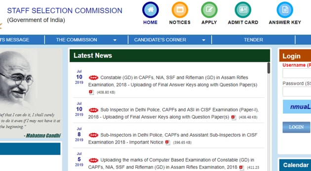SSC sub-inspector Delhi Police, CAPF, ASI CISF final answer key, question papers released ...