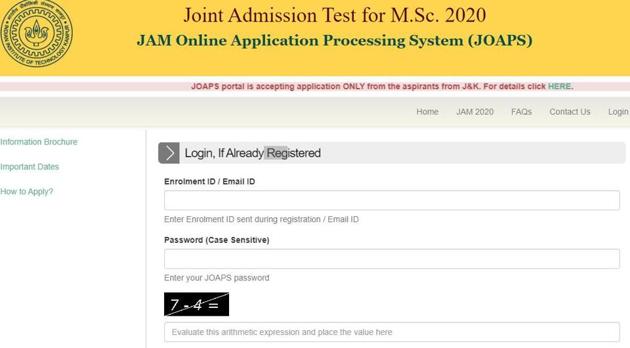 IIT JAM 2020: Registration process for aspirant from J-K begins at jam ... IIT JAM 2020: Registration process for aspirant from J-K begins at jam ...