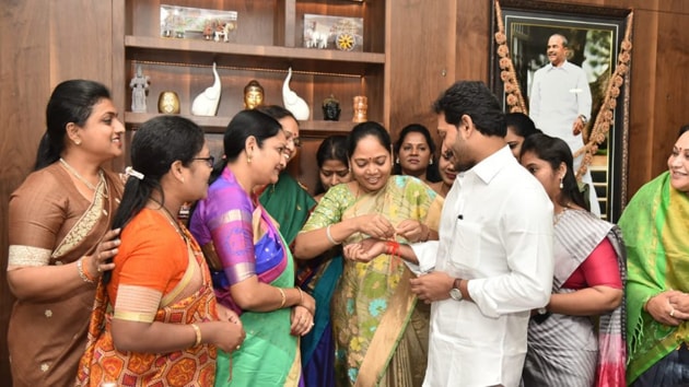 YSR Congress women leaders tie rakhi to Jagan for new anti-rape law | Hindustan Times