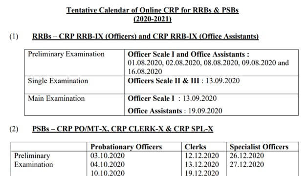 IBPS Calendar 2020 -21 released, check exam dates of PO, Clerk and ...