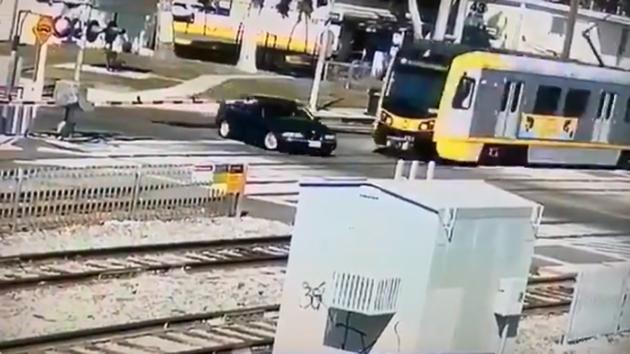 Train collides into car crossing tracks in dramatic video. Watch | Trending