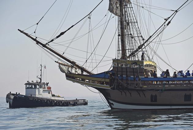 PHOTOS: Mayflower II begins journey back to Plymouth after three years ...