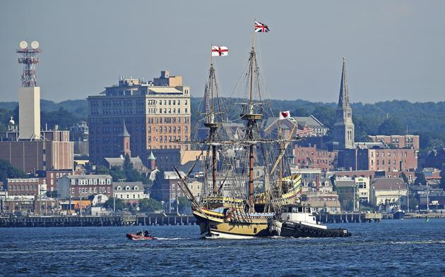 PHOTOS: Mayflower II begins journey back to Plymouth after three years ...
