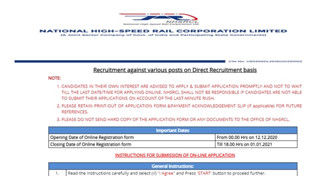 NHSRCL Recruitment 2020: Apply to fill 61 vacancies of Senior Executive ...