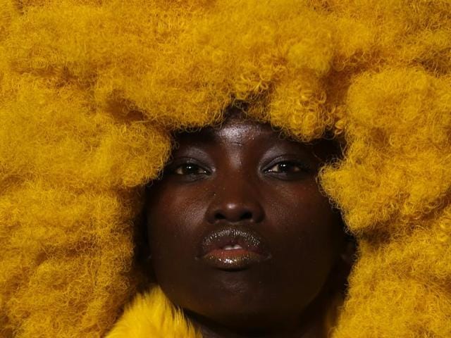 Afrojack! Models wear big heads of colourful hair at London Fashion ...