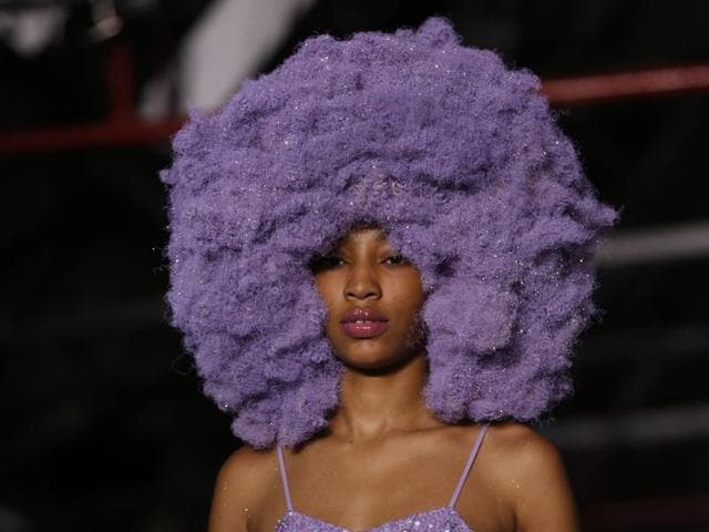 Afrojack! Models wear big heads of colourful hair at London Fashion ...