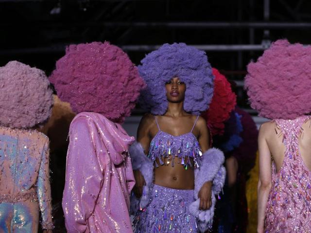 Afrojack! Models wear big heads of colourful hair at London Fashion ...