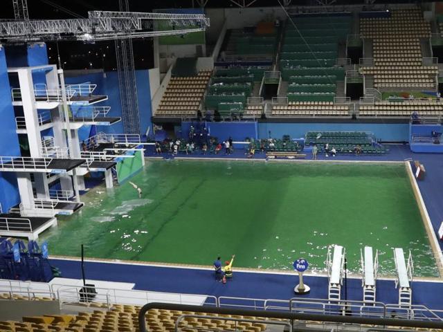 Olympics in murkier waters? Diving pool in Rio turns green overnight ...