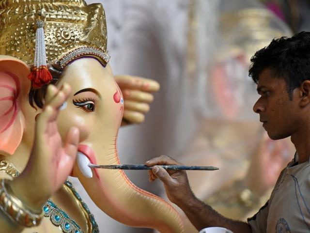 Artists at work: Ganesha idols in the making at workshops | Hindustan Times