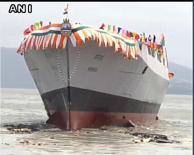 In pics: Mormugao, Indian Navy’s guided missile destroyer, launched ...