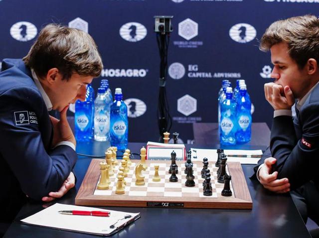 Magnus Carlsen held by Sergey Karajkin in Game nine of World Chess ...