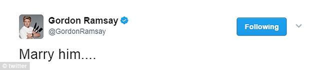 Twitter goes into meltdown as Gordon Ramsay compliments a fan...for ...