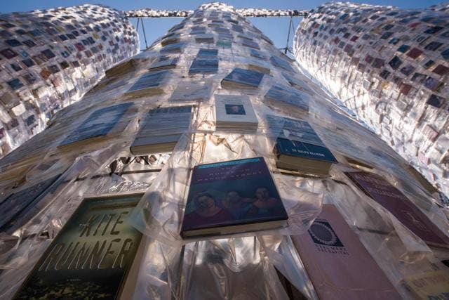 Gigantic artwork made of banned books protests censorship. See pics ...