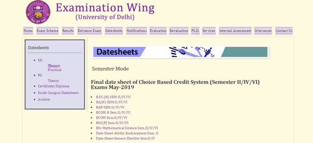 Delhi University UG date sheet 2019 released at exam.du.ac.in, check ...