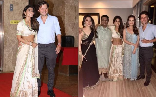 Shriya Saran kisses husband Andrei Koscheev at Ramesh Taurani’s Diwali ...