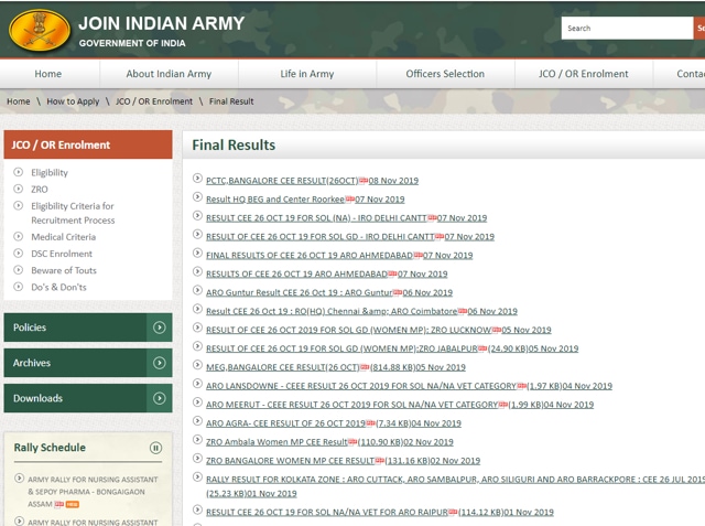Indian Army SOL GD results declared, here’s how to check | Hindustan Times