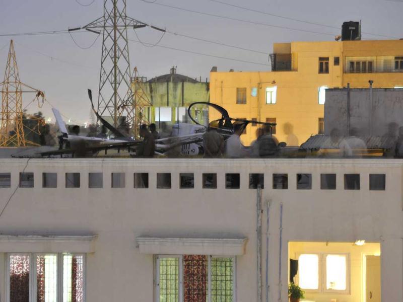 Helicopter lands on building rooftop in Bangalore | India News