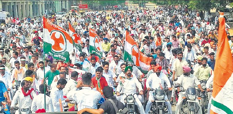 Congress leaders hold bike rallies in a show of strength in Mansa ...