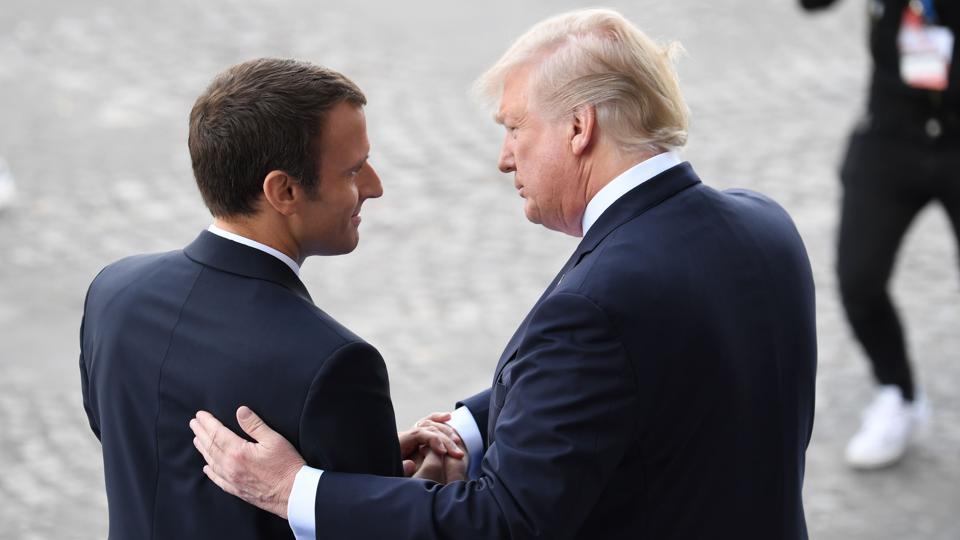 The unbreakable grip: Macron, Trump tussle in a 30-second handshake ...