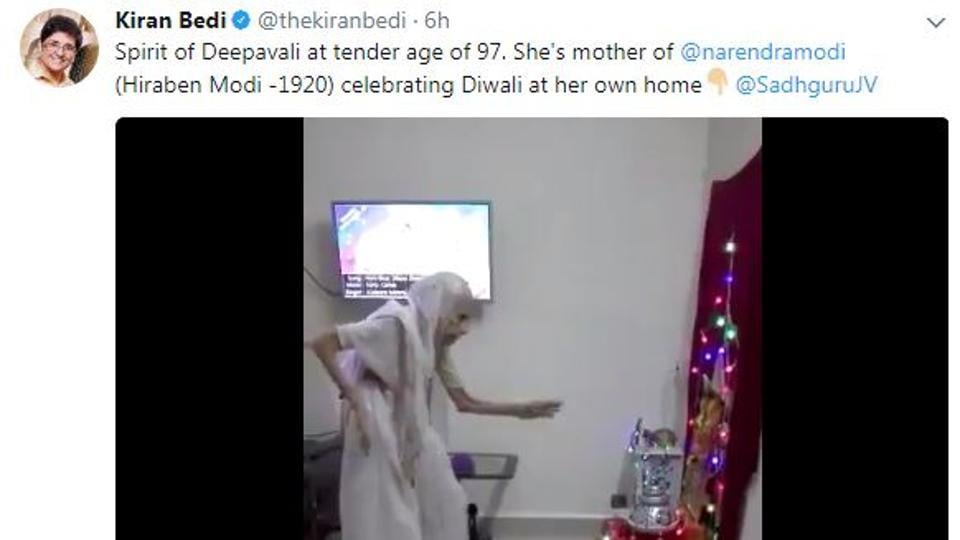 Kiran Bedi tweets fake video of PM Modi’s 97-year-old ‘mother’ dancing ...