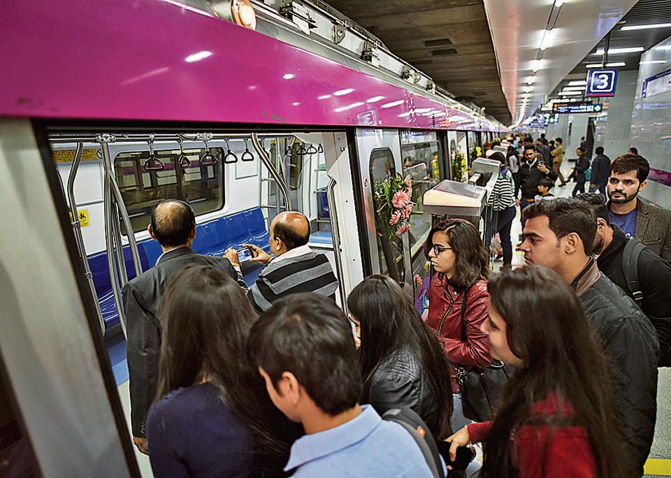 Delhi Metro Magenta line: On first train, passengers brimming with ...