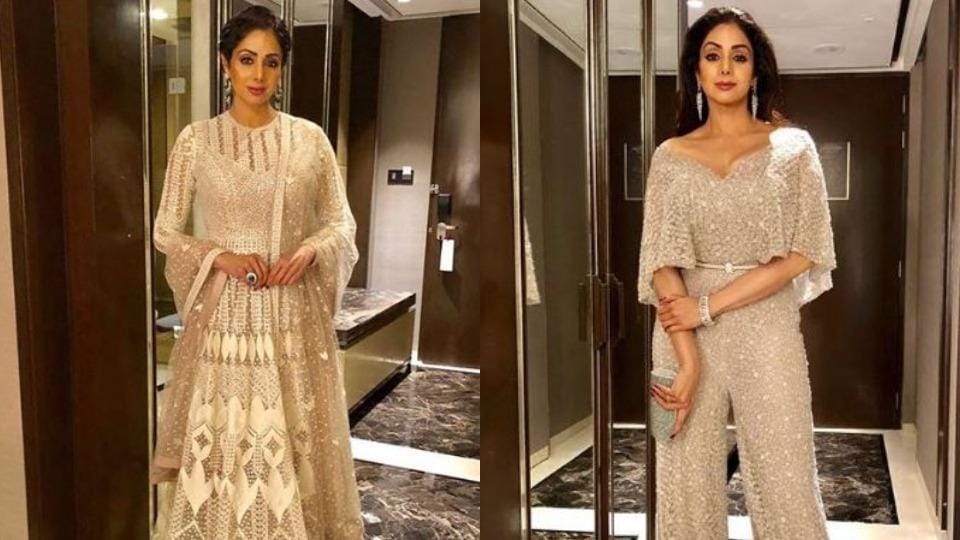 Sridevi oozes glamour in not one but two glittering outfits. We love ...