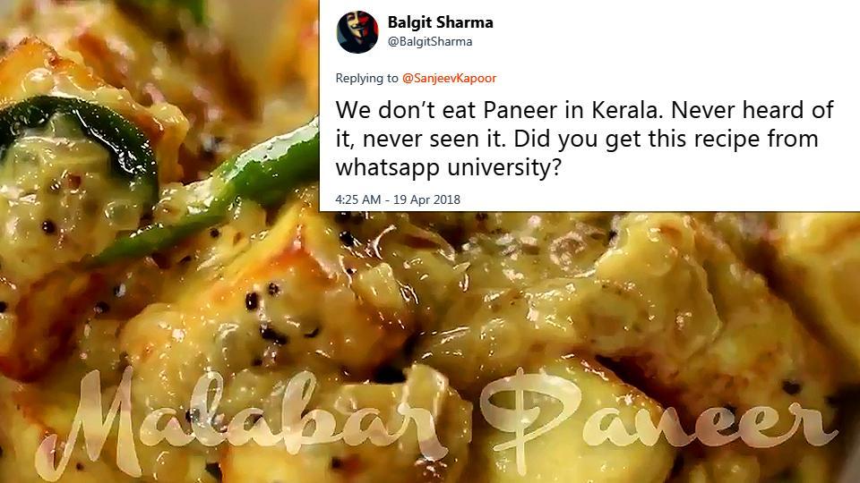 Sanjeev Kapoor roasted for his experimental ‘Malabar Paneer’ recipe on ...