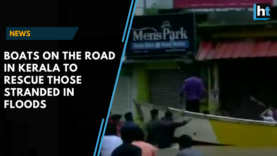 Boats on the road in Kerala to rescue those stranded in floods ...