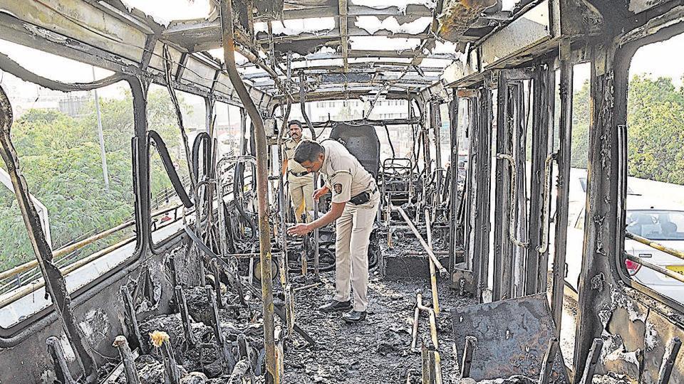 Packed PMPML bus catches fire; employees in Pune threaten to go on strike after officials fight ...