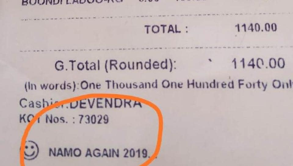 ‘Namo Again’ on restaurant receipts in Congress bastion | Hindustan Times