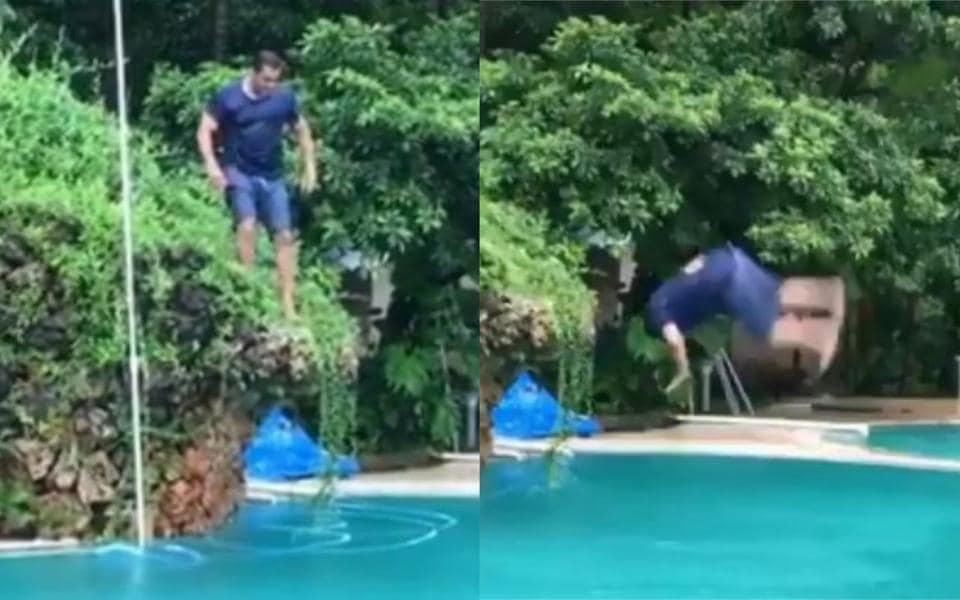 Salman Khan jumps into a pool in style, fans can’t believe he is ...