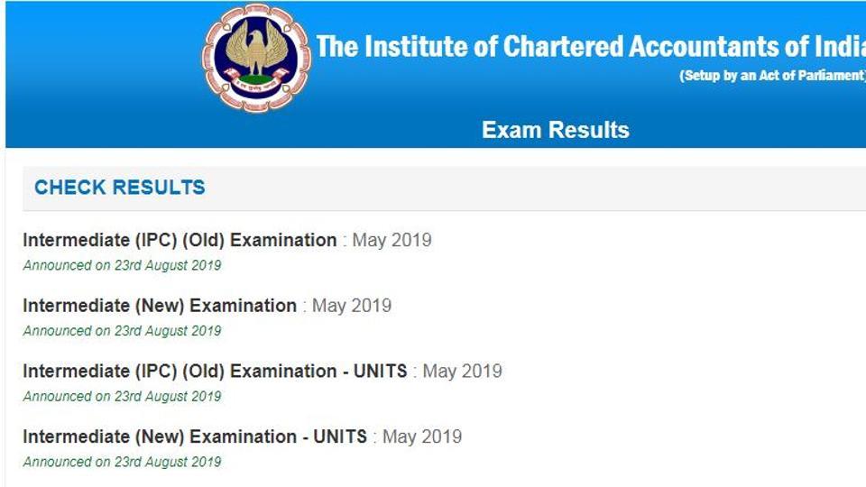 ICAI CA Intermediate Result 2019 declared at icaiexam.icai.org, direct ...