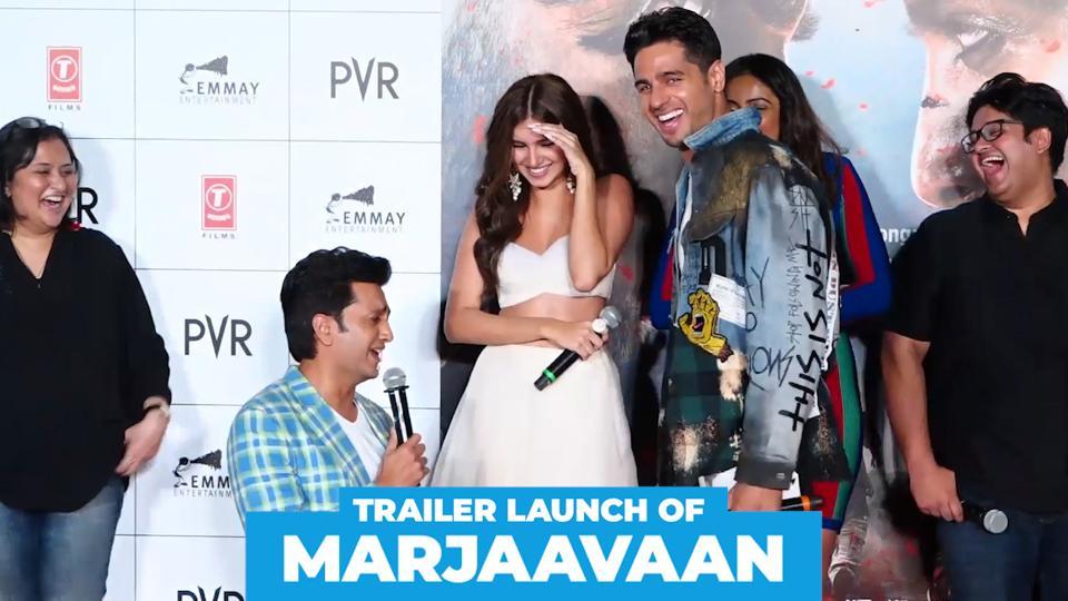 Sidharth Malhotra, Riteish Deshmukh at trailer launch of Marjaavaan ...