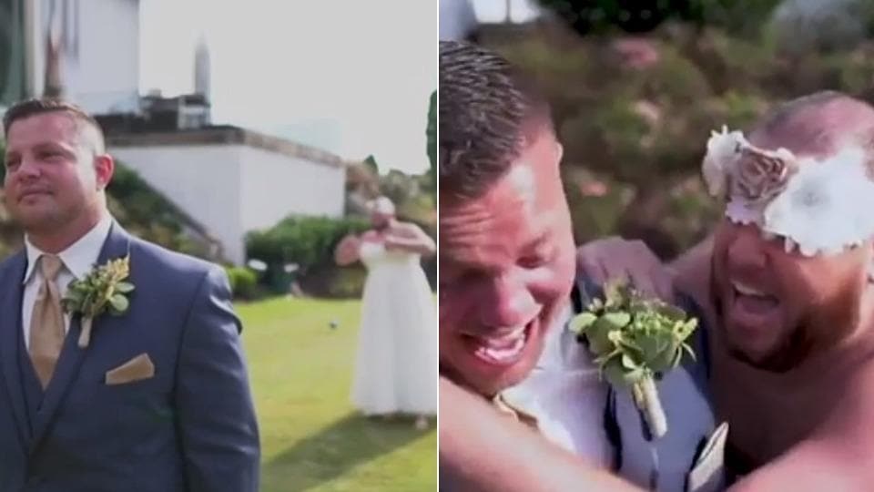 Best man dresses up as bride to prank groom. Hilarious video captured ...