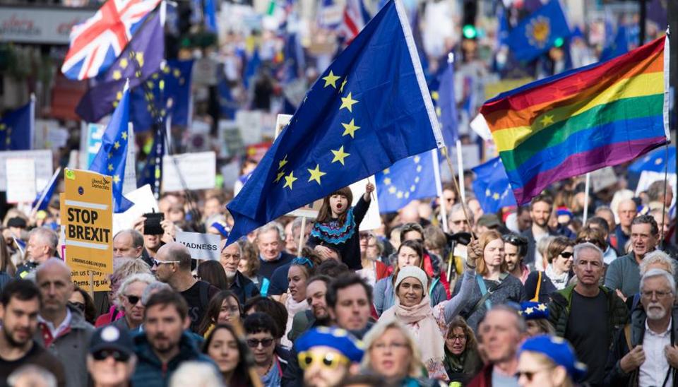 Anti-Brexit activists march to parliament as MPs debate deal | World ...
